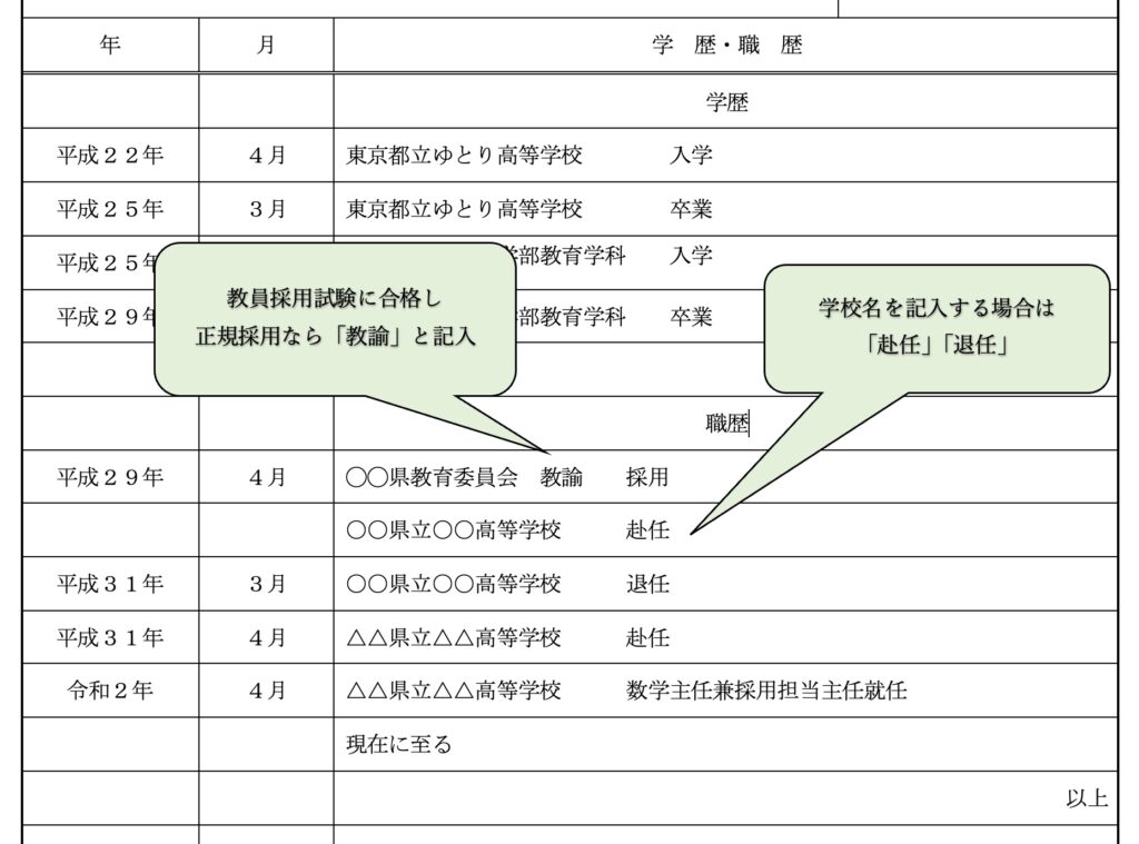 【教員の転職】履歴書の書き方|テンプレート有り!
